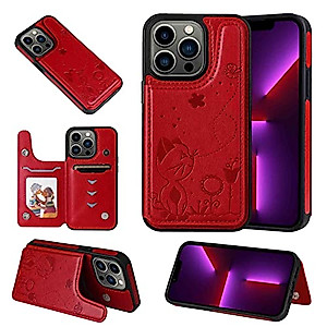Fansipro Bumper Case Cover for Samsung Galaxy S9 Plus, Premium PU Leather Slim Fit Cover for Galaxy S9 Plus, 1 Card Slot, 1 Photo Frame Slot, Spring, Red