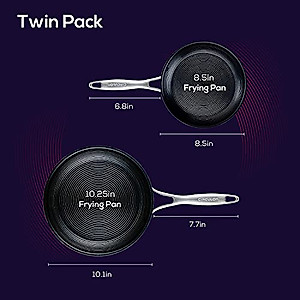 Circulon Clad Stainless Steel Frying Pans/Skillet Set with Hybrid SteelShield and Nonstick Technology, 10 Inch and 8.5 Inch, Silver