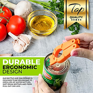 BRENIUM 2-pack Multifunctional Bottle and Can Opener, Plastic Water Bottle, Twist-Off, Pull Tab Soup, for Weak Hands, Seniors, Elderly, Rheumatoid Arthritis, Bottle Gripper, Ergonomic Lid Seal Remover