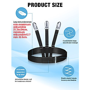 Jeere 2 Pairs Shirt Stays for Men Adjustable Shirt Garters Elastic Shirt Suspenders for Women Shirt Holder Straps with 3 Nonslip Clips