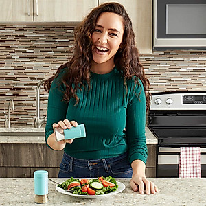 Home Basics Essence Collection Salt and Pepper Shaker Set, Turquoise Blue