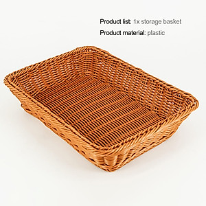 curfair Rattan Wicker Basket Lightweight Counter Rectangular Woven Tray Decorative Convenient Coffee S