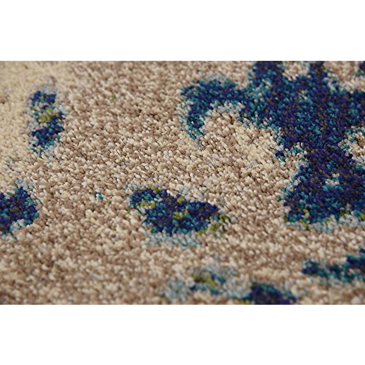 Unique Loom Estrella Collection Abstract, Modern, Light Colors, Distressed Area Rug, 9 ft x 12 ft, Blue/Beige