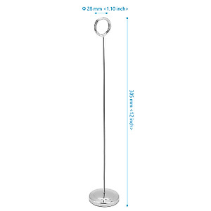 SEHOI 14 Pack Ring-Clip Table Number Holder, 12 Inches Tall Place Card Holder, Stainless Steel Number Stand Restaurant Table Cardholder for Photos, Memo Notes, Food Signs, Silver