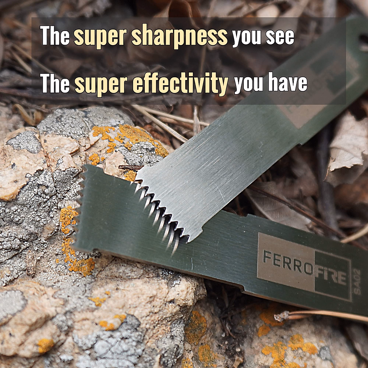 FERROFIRE Striker SA02 Super Sharp Big Serrated Ferro Rod Striker Carbon Alloy Steel Striker for Generating Sparks Without Lanyard (Pack of 2)