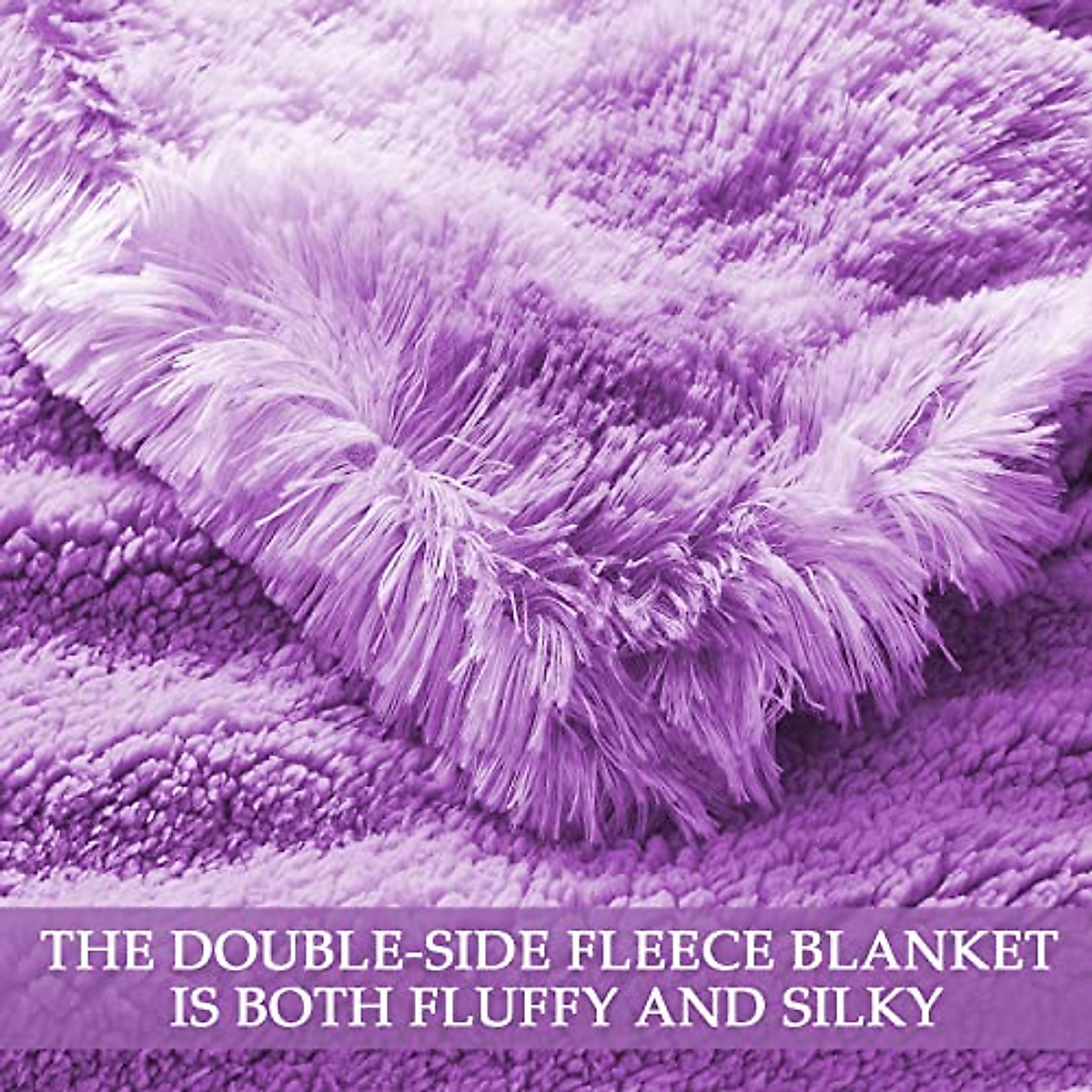 Exclusivo Mezcla Twin Size Faux Fur Bed Blanket, Super Soft Fuzzy and Plush Reversible Sherpa Fleece Blanket and Warm Blankets for Bed, Sofa, Travel, 60X80 inches, Purple