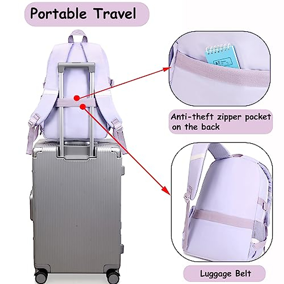 Makukke School Backpacks for Teen Girls - Laptop Backpacks 15.6 Inch College Cute Bookbag Anti Theft Women Casual Daypack,Purple Backpack