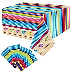 OuMuaMua 4 Pack Mexican Fiesta Party Decorations Tablecovers, 54 x 108 Inches Large Plastic Tablecloth for Cinco De Mayo Taco Birthday Fiesta Bachelorette Party Decorations