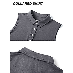 TACVASEN Womens Golf Shirt Sleeveless Polo Shirts Summer Shirts Active Tank Tops Casual Shirts Lightweight Shirts Breathable Shirts Dark Grey