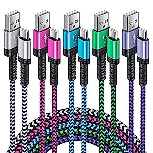 Android Charger Type USB C to USB A Fast Charging Cable Phone Cord 5 Pack for Samsung Galaxy S23/S22/S21 FE Ultra 5G/S20/S10,A14 A54 Z Flip 4/3/Fold 4/3 5G,A73 A53 A13,Moto G Stylus/Play/Power,Pixel 7