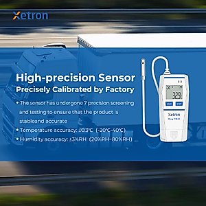 Xetron Multi-Use Temperature Humidity Data Logger with External Probe,32000 Points Reusable Recorder for Cold Chain, PDF Report, Calibration Certificate Elog10EH (1 Pack）Upgrade RC-5
