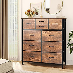 YITAHOME 10 Drawer Dresser, Dresser for Bedroom, Fabric Storage Dresser, Chest of Drawers for Living Room, Hallway, Closets & Nursery - Sturdy Steel Frame, Wooden Top & Easy Pull Fabric Bins