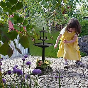 Amazing Plastic Birdbath Bird Feeder with Planter for Garden Lawn Backyard Patio Balcony Decor with 27.5” Height