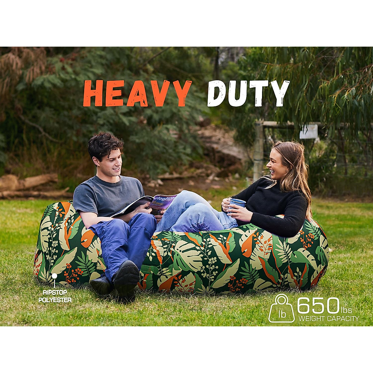 WEKAPO Inflatable Couch Air Lounger Chair - Camping & Beach Accessories, Portable Blow up Sofa for Hiking, Lawn, Indoor/Outdoor Movies & Music Festivals. Lightweight and Easy to Set Up Air Hammock