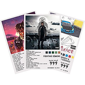 ZDJ A Set of 3 canvas posters,Juice Wrld Poster Album Cover Posters Aesthetics 3 Piece Set,8x12Inch Canvas Prints Unframed Set of 3