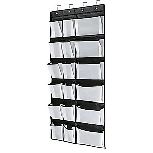 IGOYDD Over the Door Shoe Organizer, Hanging Shoe Organizer with 6 Extra Large Mesh Storage Pockets, Door Shoe Rack for Bedroom Bathroom and Kitchen