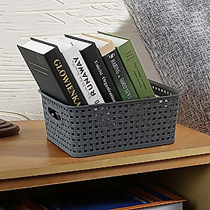 Xowine 6-Pack Plastic Storage Basket, 10" x 7.5" x 4.05", Gray