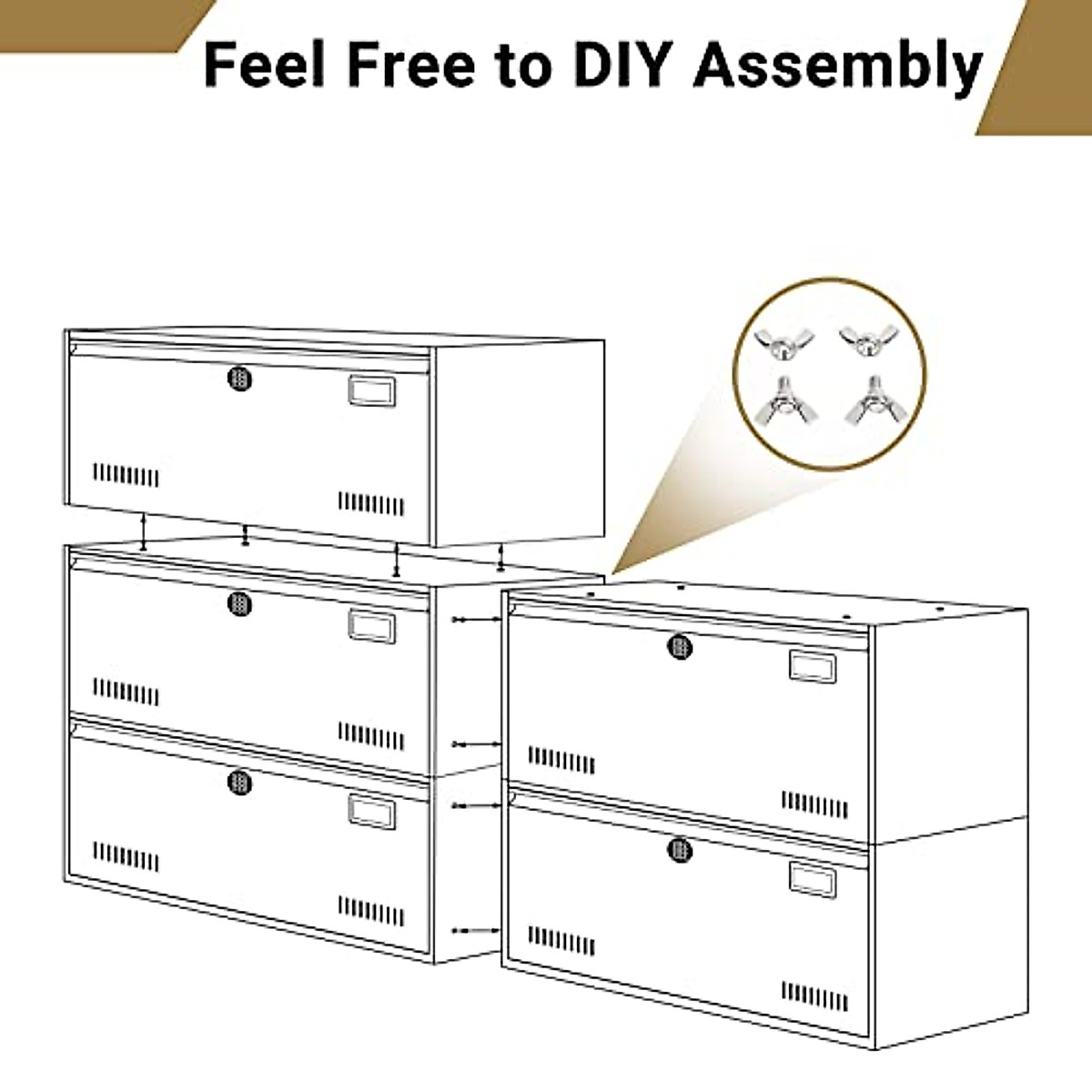 KAER Metal Lateral File Cabinets with Lock,Drawer Large Metal Filing Cabinet,Lateral File Cabinet, for A4 Legal/Letter Size,Home Office Furniture,Metal Steel