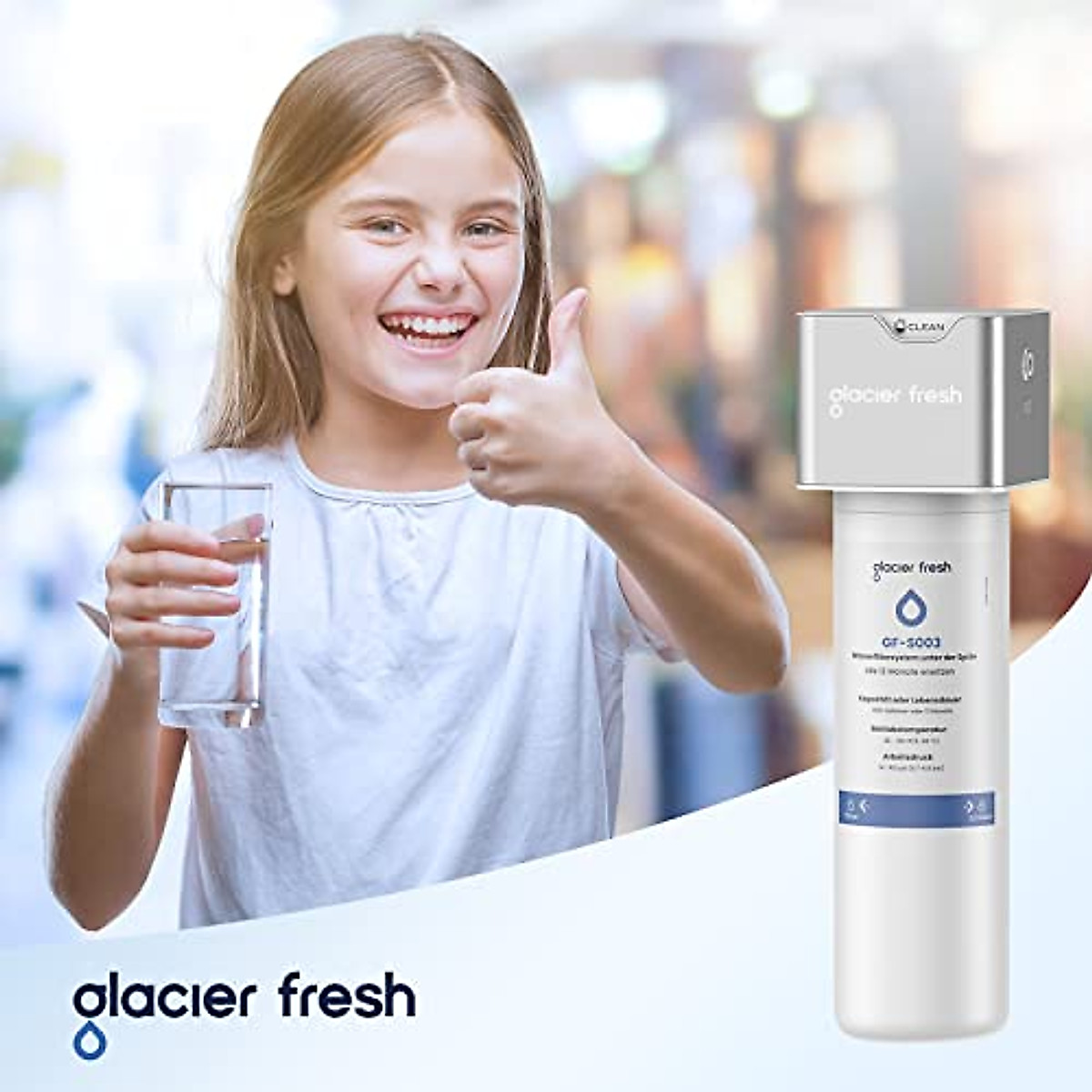 GLACIER FRESH Under Sink Water Filter System, Connect Under Counter Drinking Water System with Kitchen Faucet, 10000 Gallons Water Filtration System for Kitchen Sink, Removes Chlorine, White