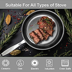 AUDANNE Nonstick Frying Pan with Lid, 12 inch Non Stick Large Stainless Steel Skillet with Handle - Oven Safe Non-stick Teflon Coating Induction Cooking Fry Pans, Black 12"