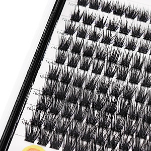 Bodermincer 120 Cluster 10-12-14mm/12-14-16mm/16-18-20mm Mixed Length Lash Cluster Eyelash Extension Natural 3D Russian Volume Faux 3D Effect Glue Bonded Cluster Eyelashes (M01# 12-14-16mm Mixed)