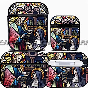 YUHUA Jesus Bible Cross Religious Virgin Mary Airpods Case Christiana Christianity The Church mocatholic Merry Christmas The Gospel Protective Case Cover for AirPods 1/2 (Jesus Mary, AirPods 1/2)