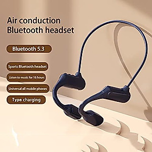 5.2 Ear-Hanging Sports Running Wireless Bluetooth Headset,Air-Conduction-Waterproof, Prolonged Use. (Blue)