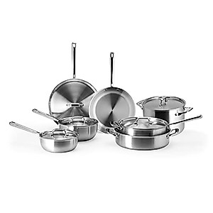 Misen Stainless Steel Pots and Pans Set - Stainless Steel Cookware Set - 12 Piece Complete Kitchen Cookware Sets