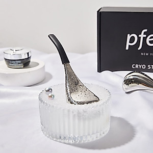 Pfefe Ice Globes Facial Skin Care Tools for Women Face Eyes, Stainless Steel Face Beauty Cryo Sticks for Girls Ladies, Esthetician Supplies Cooling Spa Globes Cold Roller with Storage Case