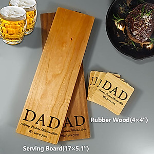 Dad Gifts, Personalized Cutting Board, Custom Engraving Text Wooden Board for His Birthday Father's Day Thanksgiving Day, Stepfather Gift, Grandfather Gift - Dad, We Love You