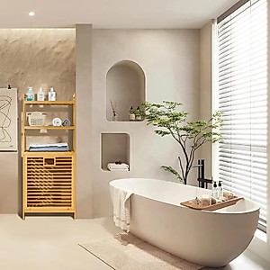 Baveke Laundry Hamper with 3 Tier Shelves & Tilt Out Basket, Laundry Baskets Organizer Hampers Bathroom Storage Shelf for Laundry Room, Bathroom, Guest Room (3-Tier Large)