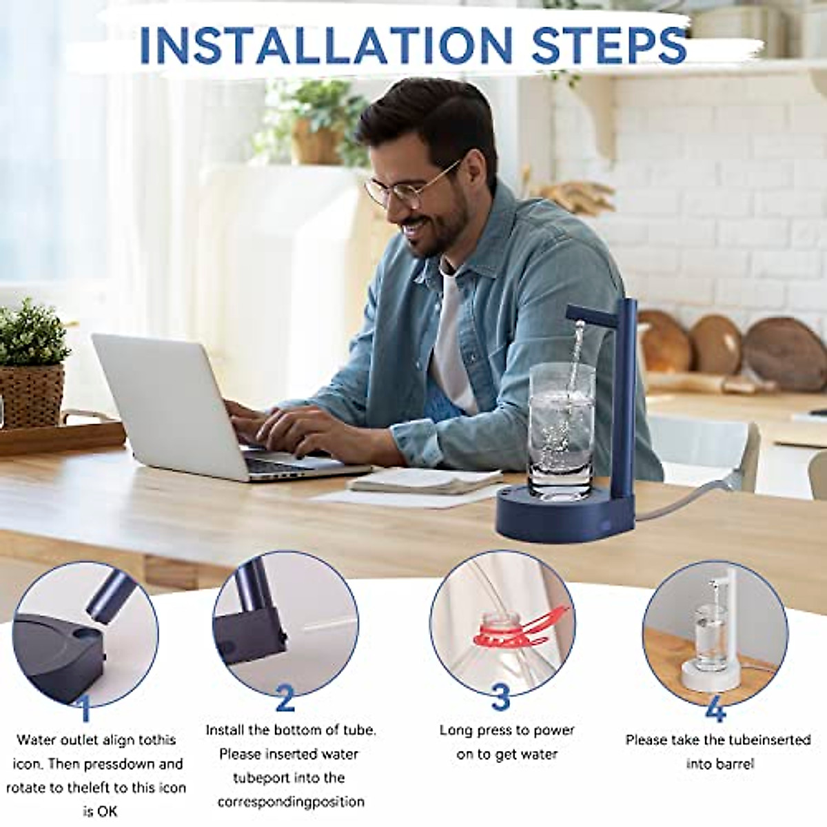 𝐃𝐞𝐬𝐤𝐭𝐨𝐩 Water Dispenser, Portable Electric Countertop Water Dispenser for 5 Gallon Bottle & Universal Bottles, USB Charging Automatic Drinking Water Bottle Pump for Home, Office, Camping