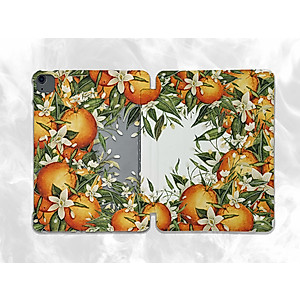 Cute Fruit Orange Flower case Compatible with iPad Mini Air Pro 7.9 8.3 9.7 10.2 10.9 11 12.9 inch Pattern Cover New 2022 2021 Trifold Stand 3 4 5 6 7 8 9 Generation 463 (12.9 Pro 3/4/5 gen)