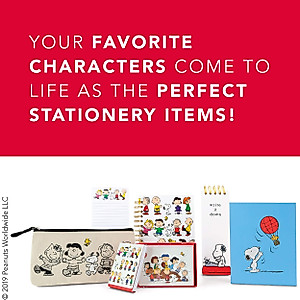 Graphique Peanuts Typewriter Boxed Notecards, 16 Snoopy at Typewriter Cards Embellished with Glitter, with Matching Envelopes and Storage Box, 3.25" x 4.75"