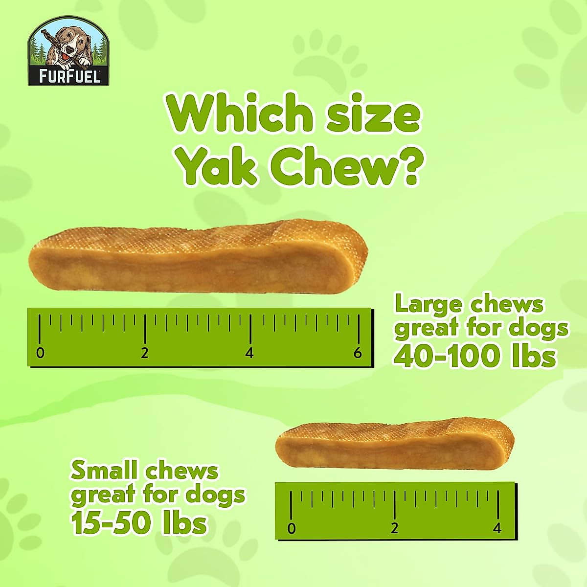 FURFUEL Yak Cheese Himalayan Dog Chews, (6 Counts Large) Long-Lasting Treats for Large & Medium Breeds Yak Chews Made with Pure Natural Ingredients, Perfect Dog Chews for Aggressive Chewers