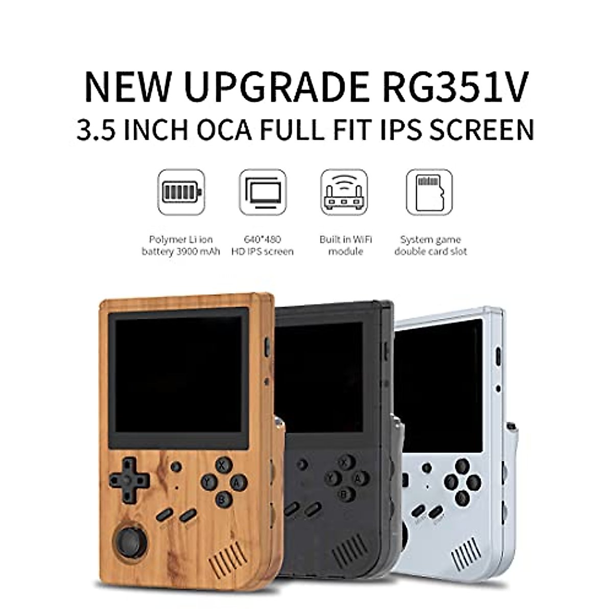 JoySeed RG351V Handheld Arcade Game Console with 10000 Games, 128G 3.5 Inch Retro Portable Game Console - Black