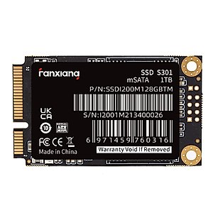 fanxiang S301 1TB mSATA SSD Mini SATA III 6Gb/s Internal Solid State Drive, 3D NAND, Compatible with Ultrabook Desktop PC Laptop