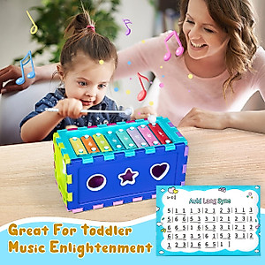 Ouji Toys for 1 2 3 Year Old Boy Gifts,Montessori Baby 6-12-18 Months Shape Sorter,Birthady Gifts Toddler Age 1-2,Learning Toddlers 1-3 Xylophone Stuff, Blue