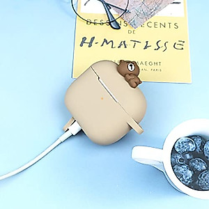 Wonhibo Cute Bear Airpods 3rd Case Cute 2021 Generation, Kawaii Animal Cover for Apple Airpod 3 Gen with Keychain