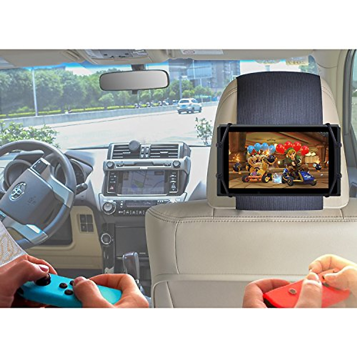 TFY Car Headrest Mount Silicon Holder for Game Machine Nintendo Switch and Other Tablets