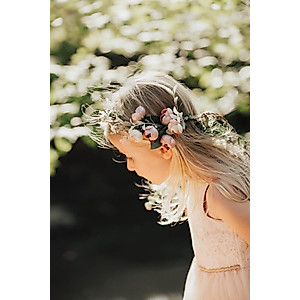 Floral Fall Adjustable Bridal Flower Garland Headband Flower Crown Hair Wreath Halo F-83 (A)