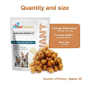 Pawant Dog Bones Long Lasting Rawhide Free Dog Chews Cranberry Taste 2.5" 1lb