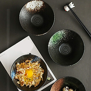 MULAPOH 7 Inch Porcelain Soup Bowls, 24 Ounces Japanese Ramen Noodle Bowl set of 2 for Pho, Udon, Soba and Wonton (White Pattern)