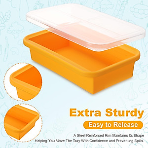 FoldTier 8 Pack 6 Cup Silicone Freezer Tray with Lid Large Silicone Molds for Food Storage Soup Freezer Containers Ice Cube Tray for Storing and Freezing Soup Leftovers Broth Sauce Ice