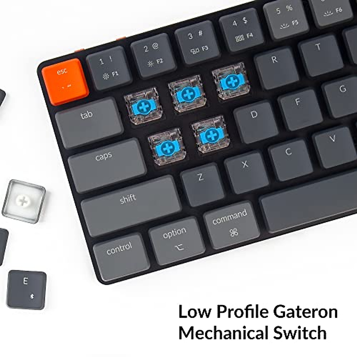 Keychron K7, 68 Keys Ultra-Slim Wireless Bluetooth/Wired Mechanical Keyboard with Low-Profile Gateron Mechanical Blue Switch, RGB LED Backlit Compatible with Mac Windows