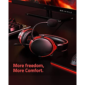 WolfLawS Gaming Headset for PS5 PS4 PC Xbox One Switch, Removable Noise Cancelling Over Ear Headphones with Mic, Bass Surround Sound, Memory Earmuffs, Wired Headsets for Mac Laptop Xbox Series