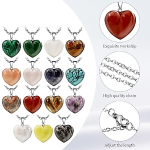 Geelin 15 Types Heart Shape Crystal Necklace Heart Shaped Crystal Charms Heart Pendants Women Love Crystal Necklace for Christmas Valentine's Day, Girls Wife Girlfriend Gift Birthday Party Favor