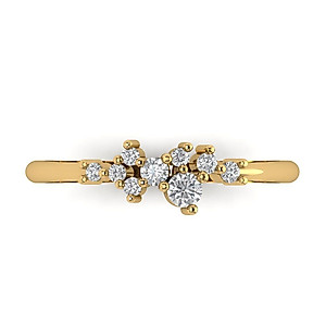 0.17 ct Brilliant Round Cut Clear Simulated Diamond 14k Yellow Gold Wedding Engagement Promise anniversary Band Sz 5.75