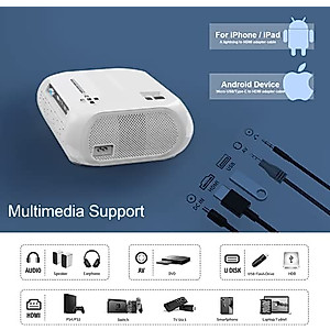 Staratlas Mini Projector 2022 Upgraded Portable Projector,9000 Lumen 50000 Hours Multimedia Home Theater Movie Projector,Compatible with iOS/Android Full HD 1080P HDMI,VGA,USB,AV,Laptop,Smartphone…