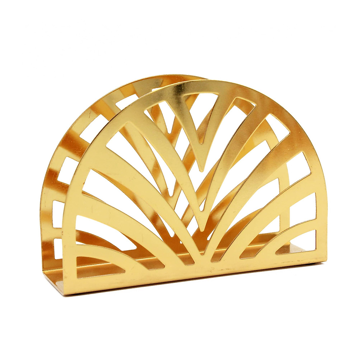 Tstarer Golden Metal Napkin Holder, Table Napkin Organizer for Kitchen & Picnic - Small 5.1 W X 3.5 H X 1.5 D (semicircle)